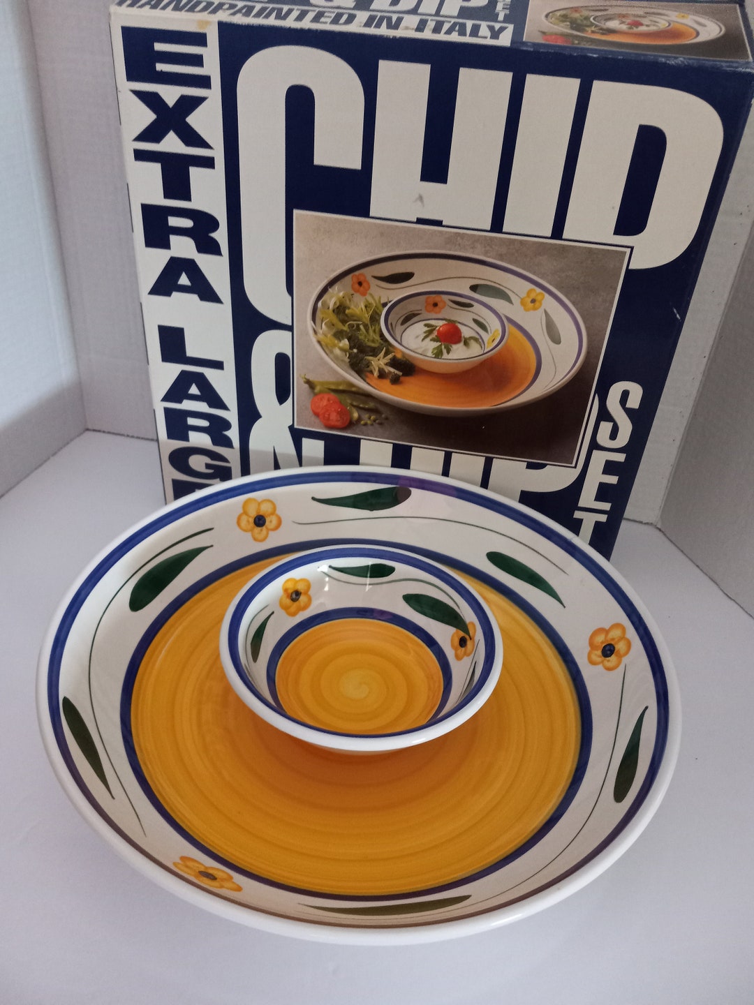 Vintage XL Chips and Dip Set Hand Painted in Italy for Roma - Etsy
