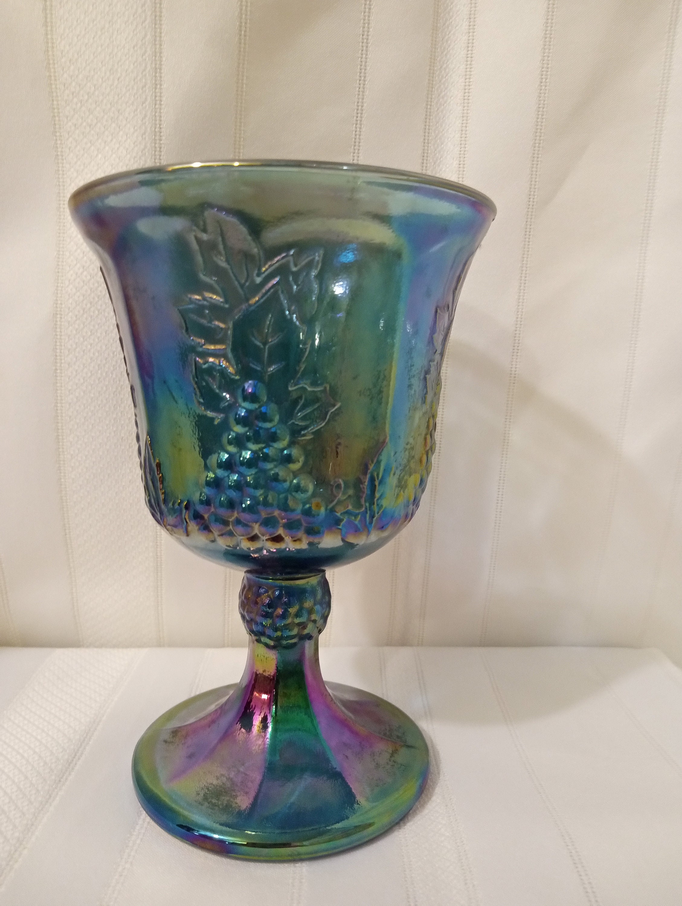 Vintage Carnival Glass Wine Glass Goblet Chalice Fenton - Etsy