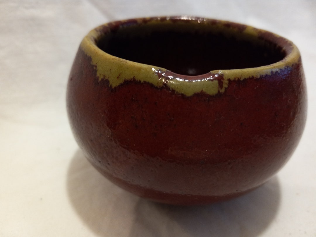 Vintage Red Pottery Bowl With Pour Spout - Etsy
