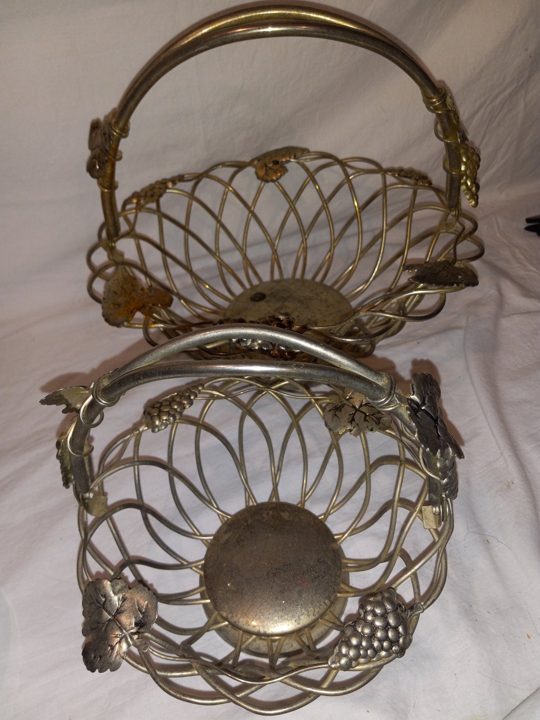 2 Vintage Godinger Silver Plated Wire Baskets With Grape Accents - Etsy