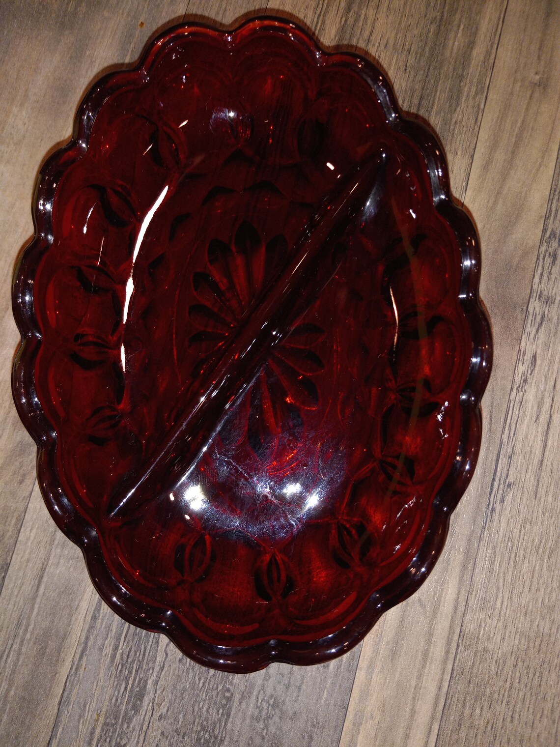 Vintage Ruby Red Anchor Hocking Oblong Divided Dish - Etsy