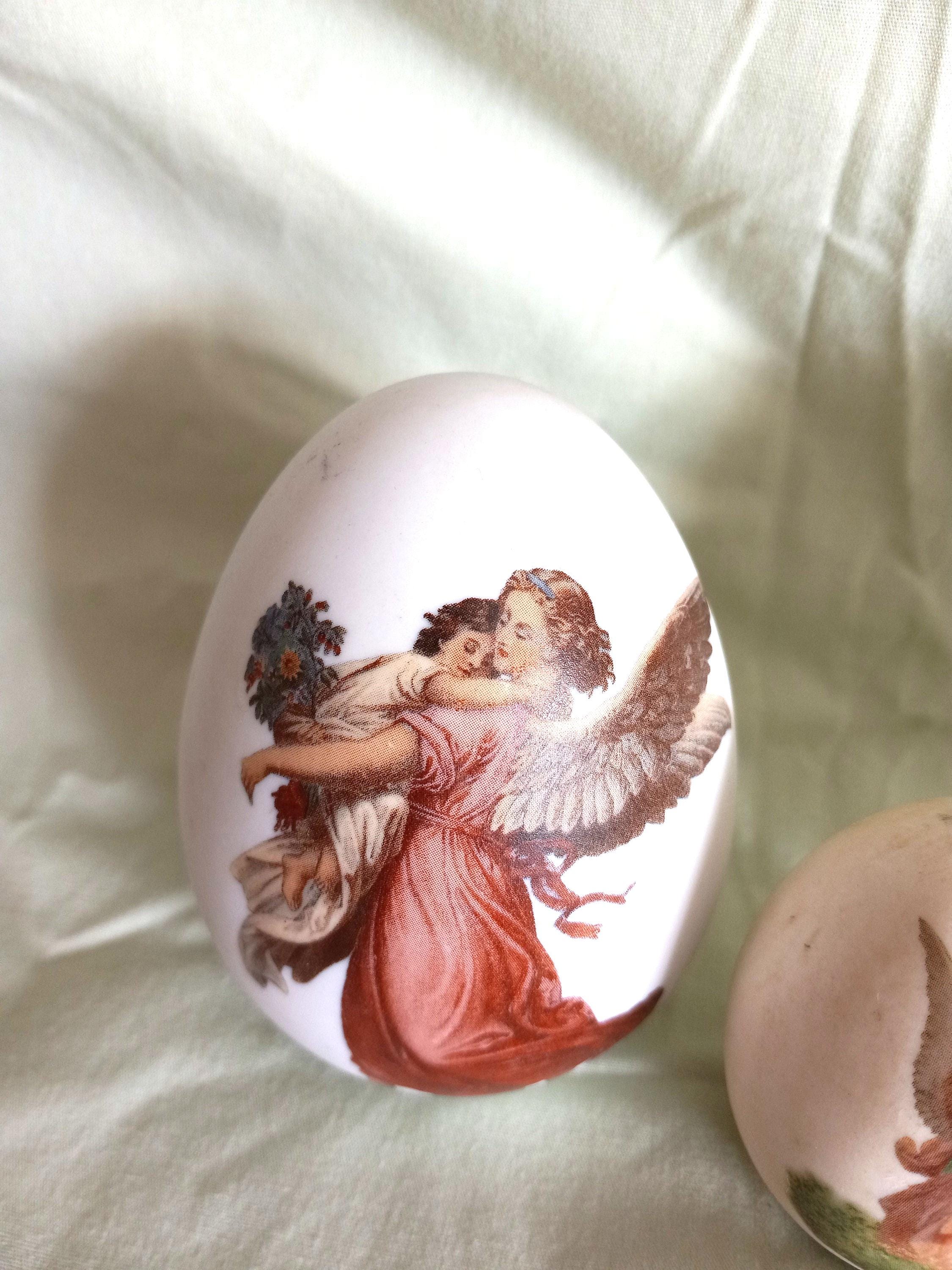 Set of 3 Porcelain Eggs With Hand Painted Angel's and Children - Etsy