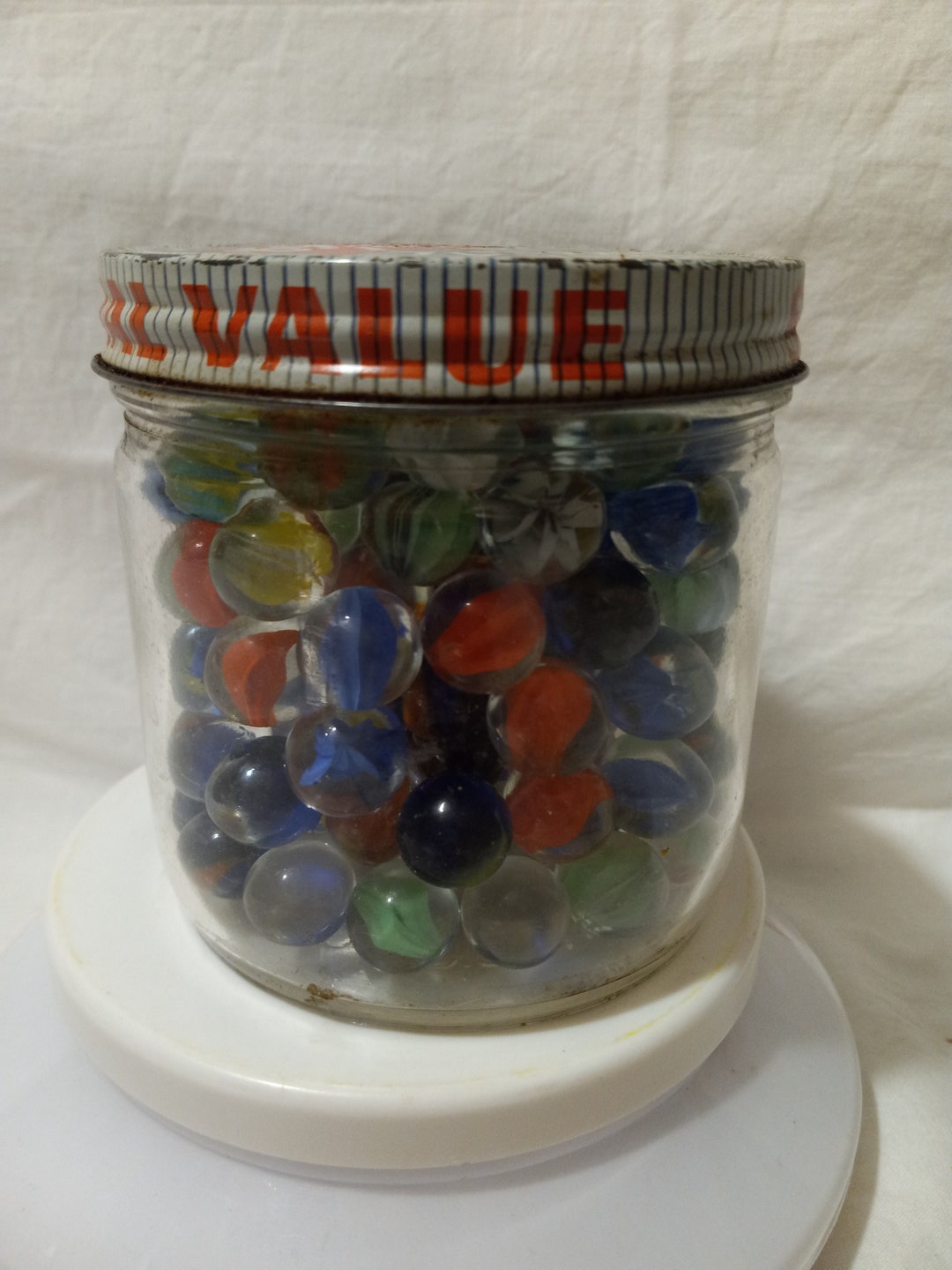 1950's Blue Seal Petroleum Jelly Vaseline Jar With 163 Vintage Marbles ...