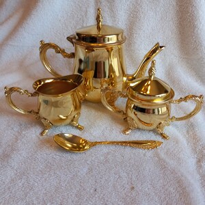 Vintage Davco Silver Ltd. Gold Tone Miniature Tea Set - Etsy