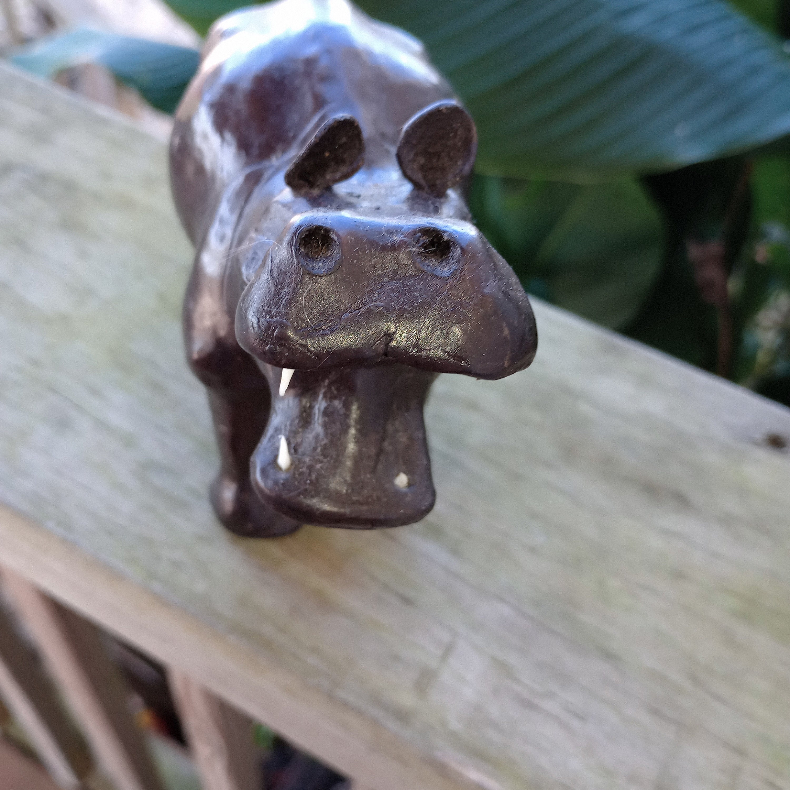 Vintage Leather Wrapped Hippo Mid Century - Etsy