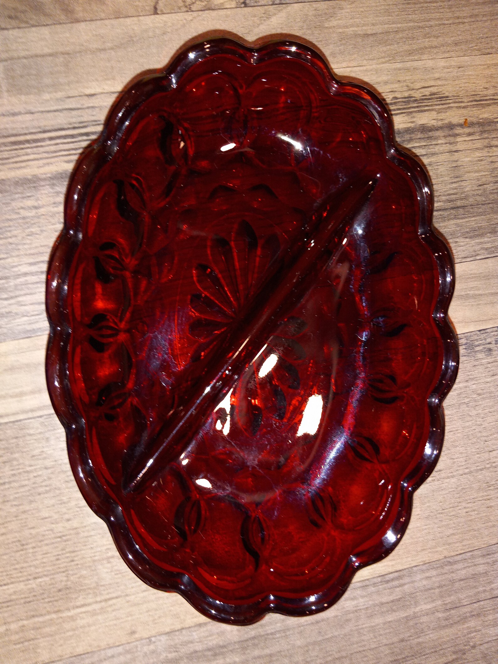 Vintage Ruby Red Anchor Hocking Oblong Divided Dish - Etsy