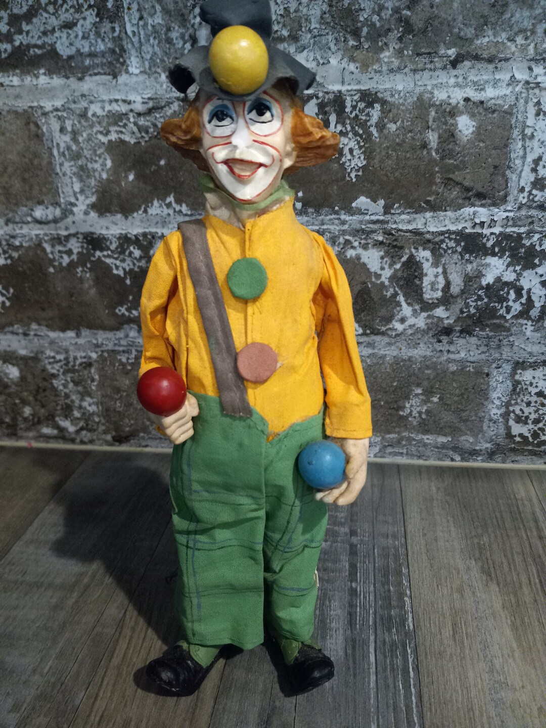Vintage Ceramic Juggling Clown Figurine With Stiff Cloth Clothing - Etsy