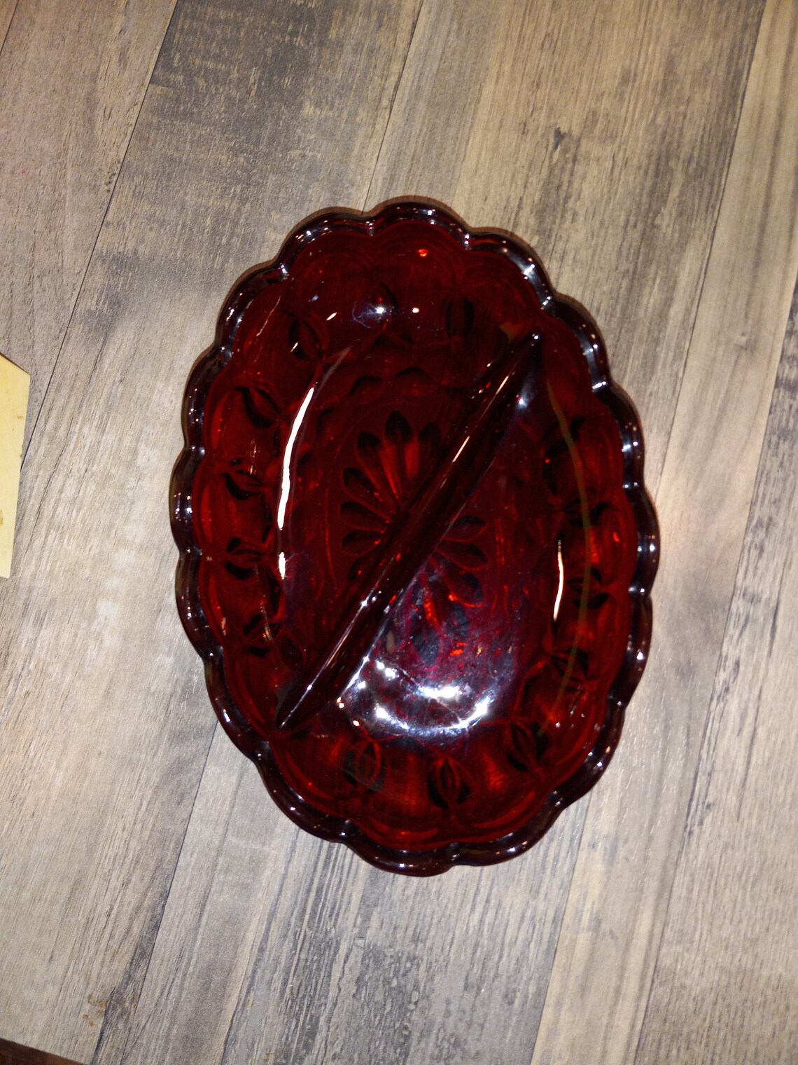 Vintage Ruby Red Anchor Hocking Oblong Divided Dish - Etsy