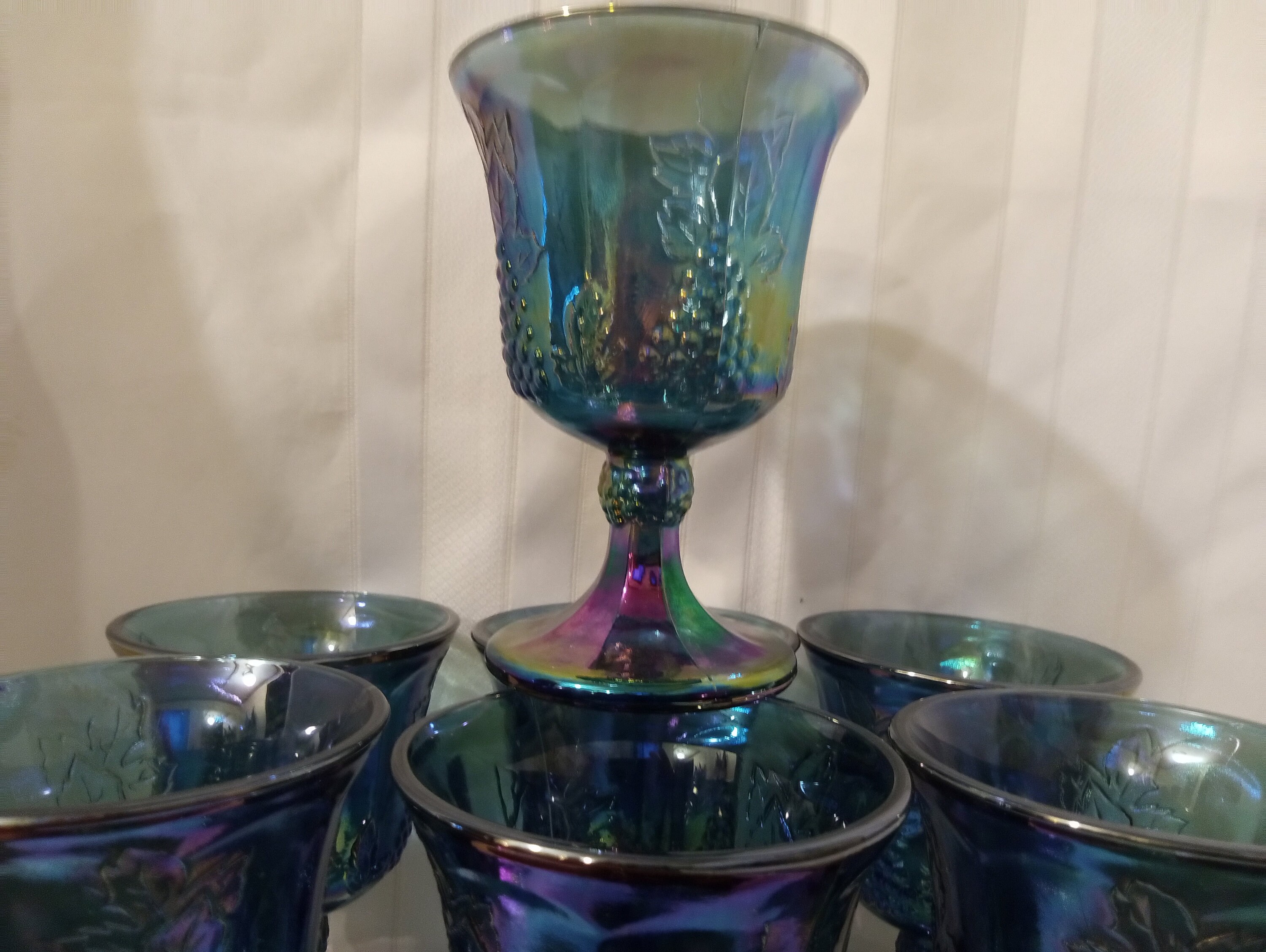 Vintage Carnival Glass Wine Glass Goblet Chalice Fenton - Etsy