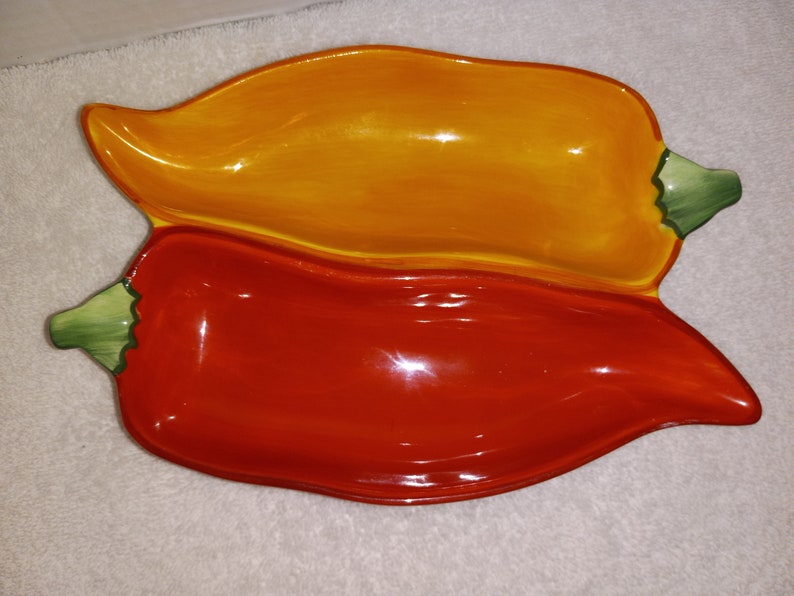 Vintage California Pottery Divided Condiment Serving Dish Red and ...