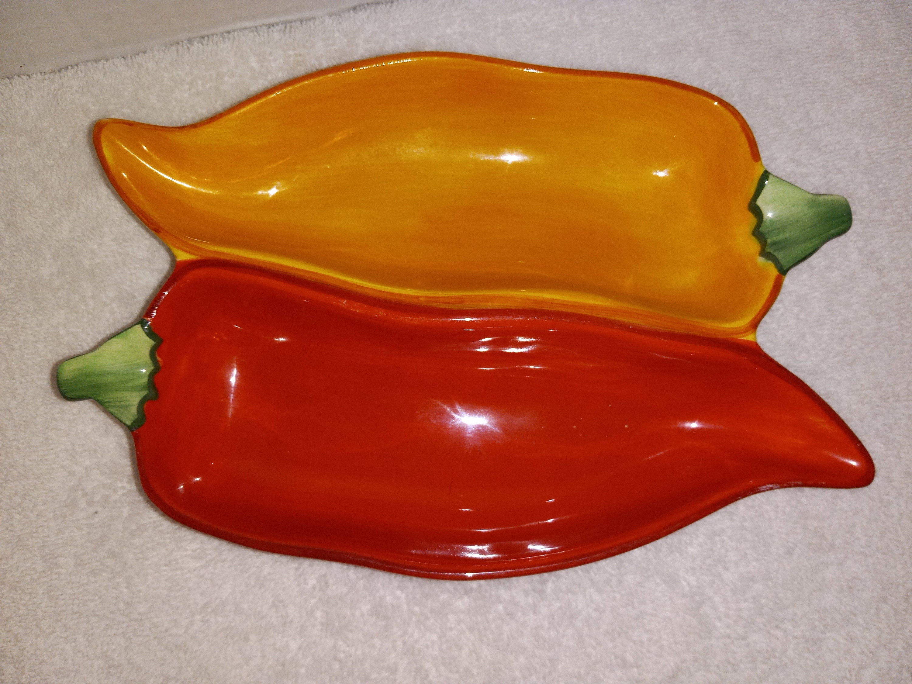 Vintage California Pottery Divided Condiment Serving Dish Red and ...