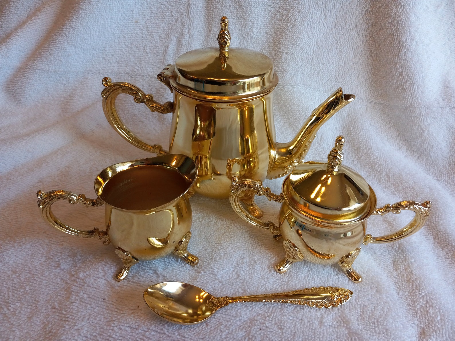 Vintage Davco Silver Ltd. Gold Tone Miniature Tea Set - Etsy