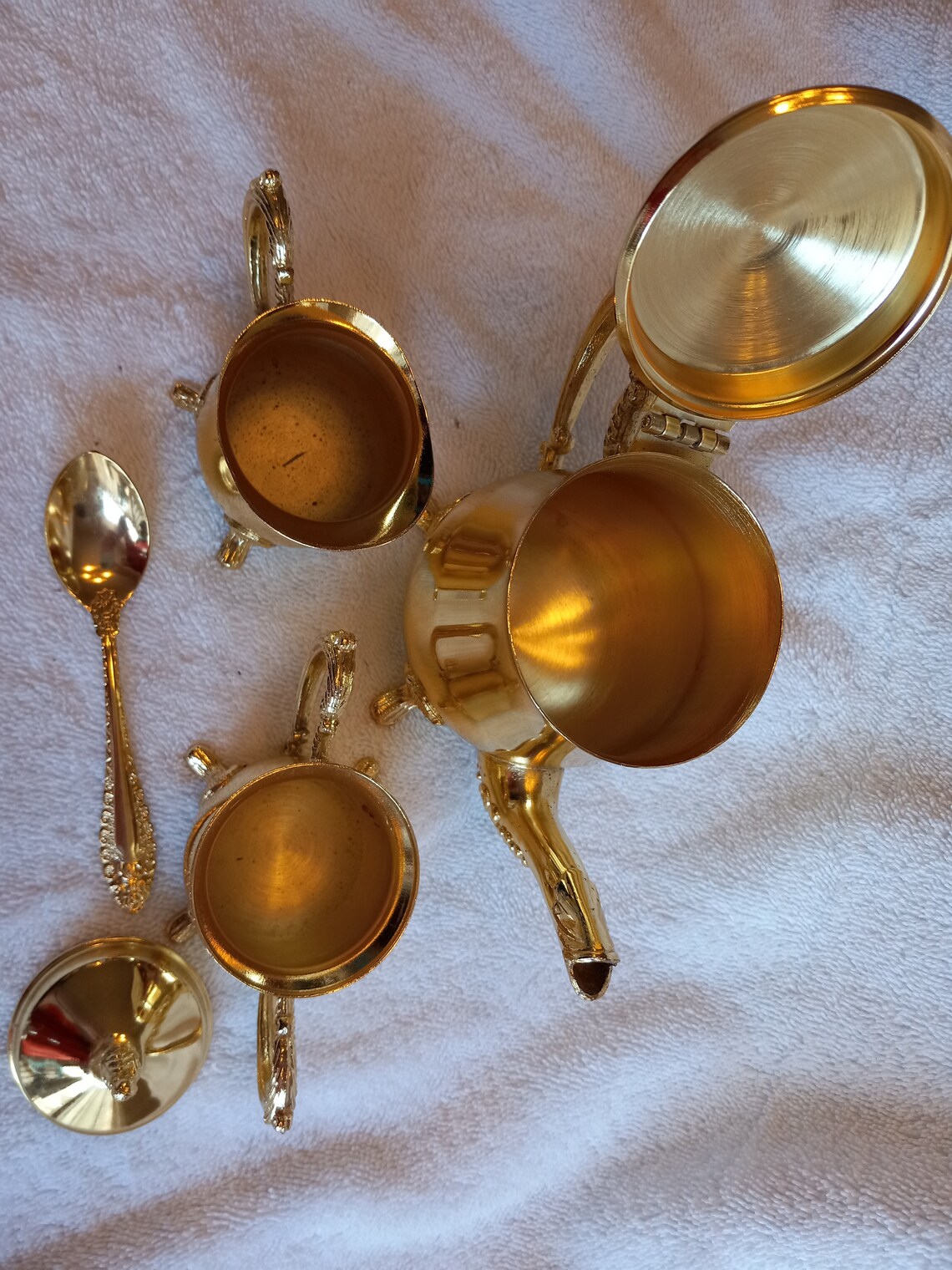 Vintage Davco Silver Ltd. Gold Tone Miniature Tea Set - Etsy