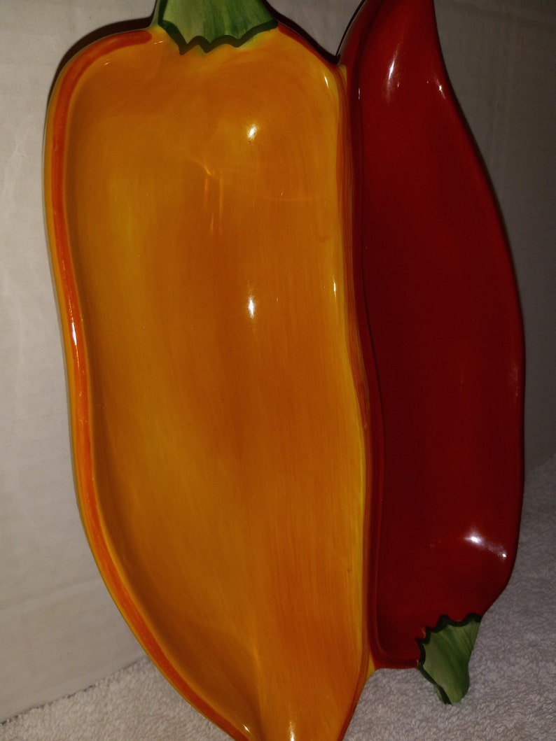 Vintage California Pottery Divided Condiment Serving Dish Red and ...