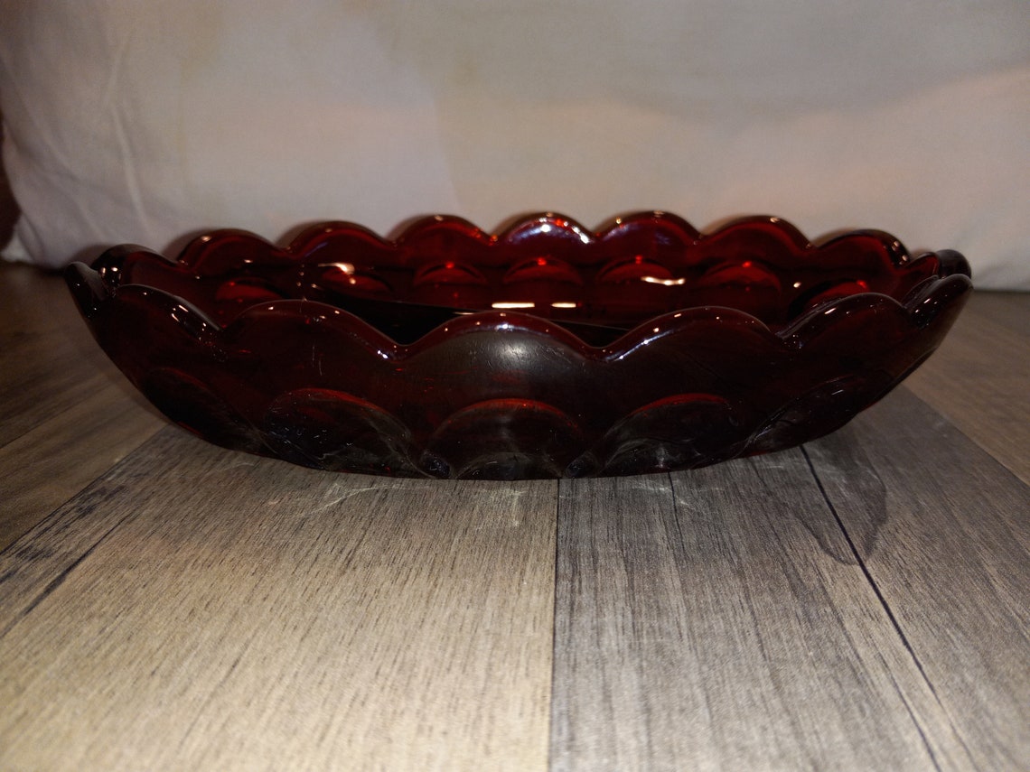 Vintage Ruby Red Anchor Hocking Oblong Divided Dish - Etsy