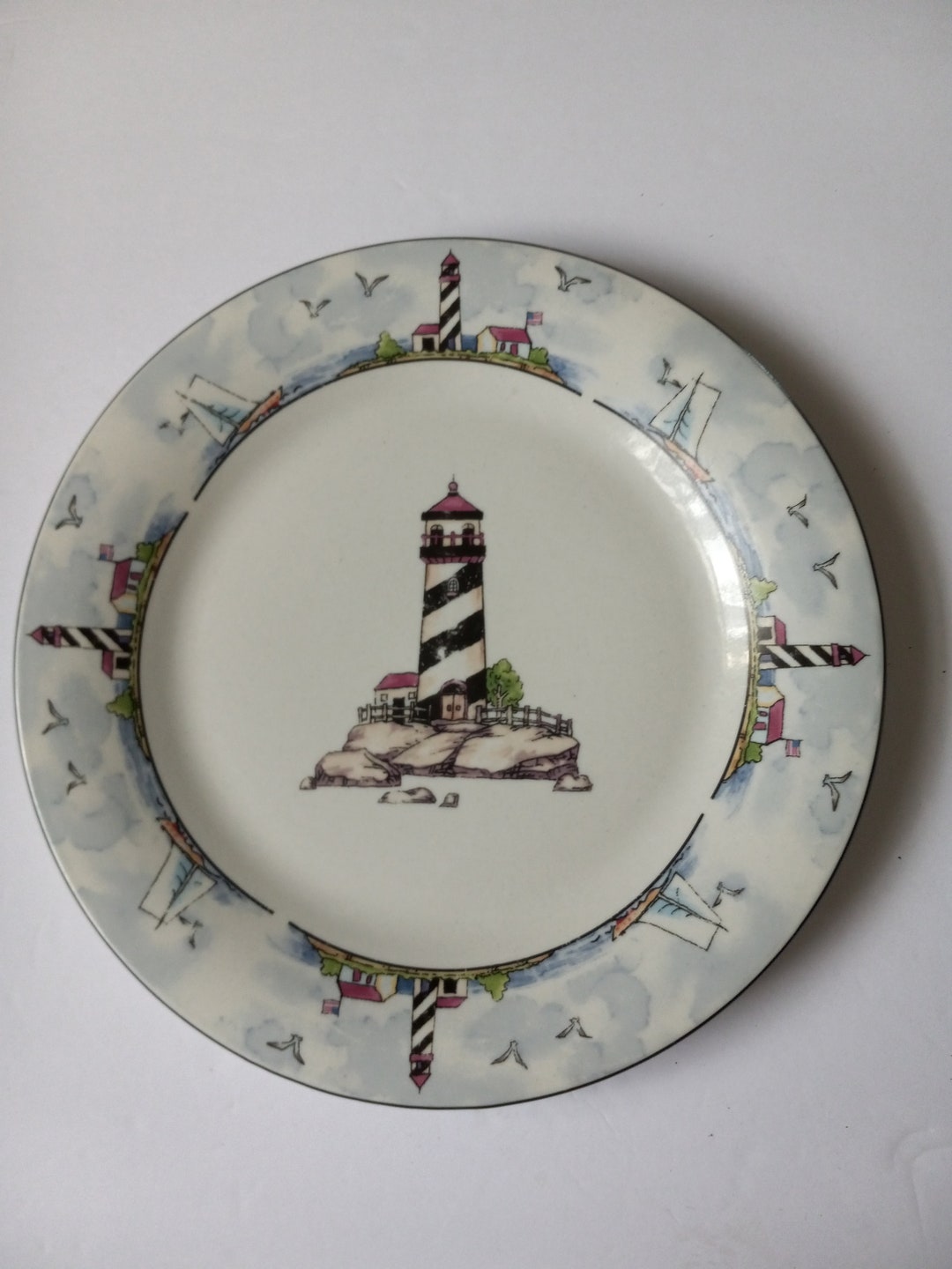 Two 1980s Totally Today Lighthouse Nautical Seaside Dinner Plates - Etsy