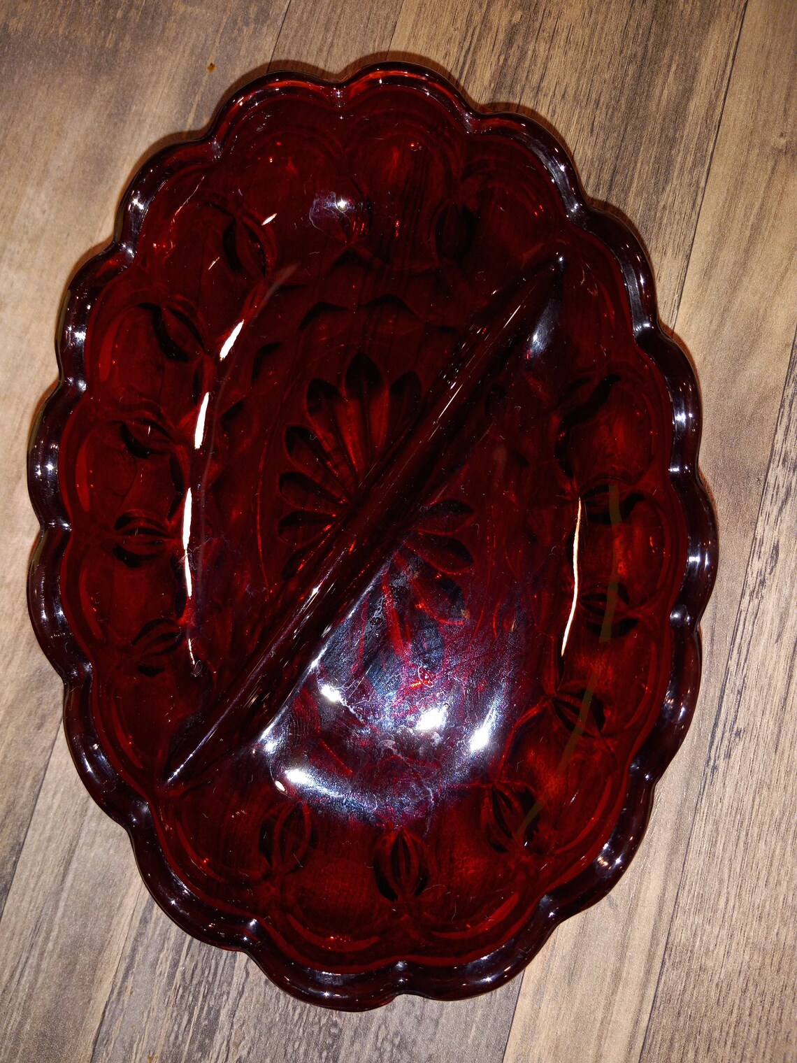 Vintage Ruby Red Anchor Hocking Oblong Divided Dish - Etsy