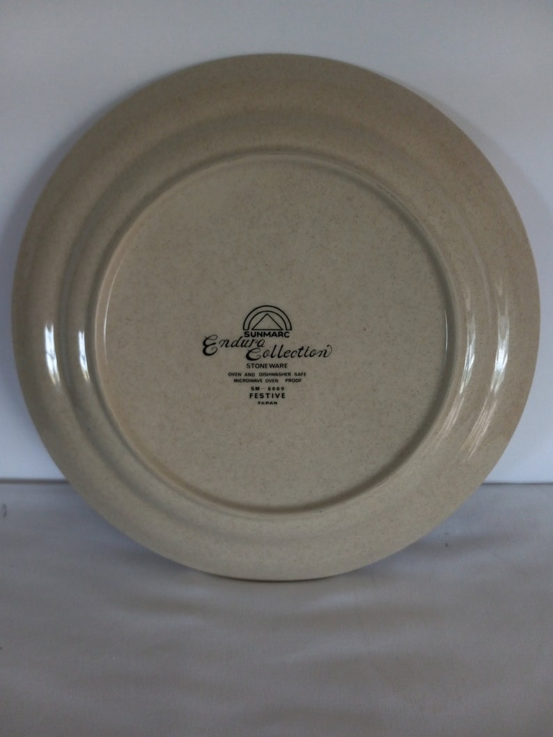 2 Vintage Sunmarc Endure Collection Festive Stoneware Dinner Plates SM ...