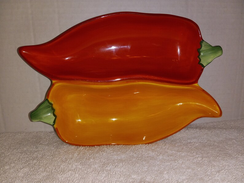 Vintage California Pottery Divided Condiment Serving Dish Red and ...
