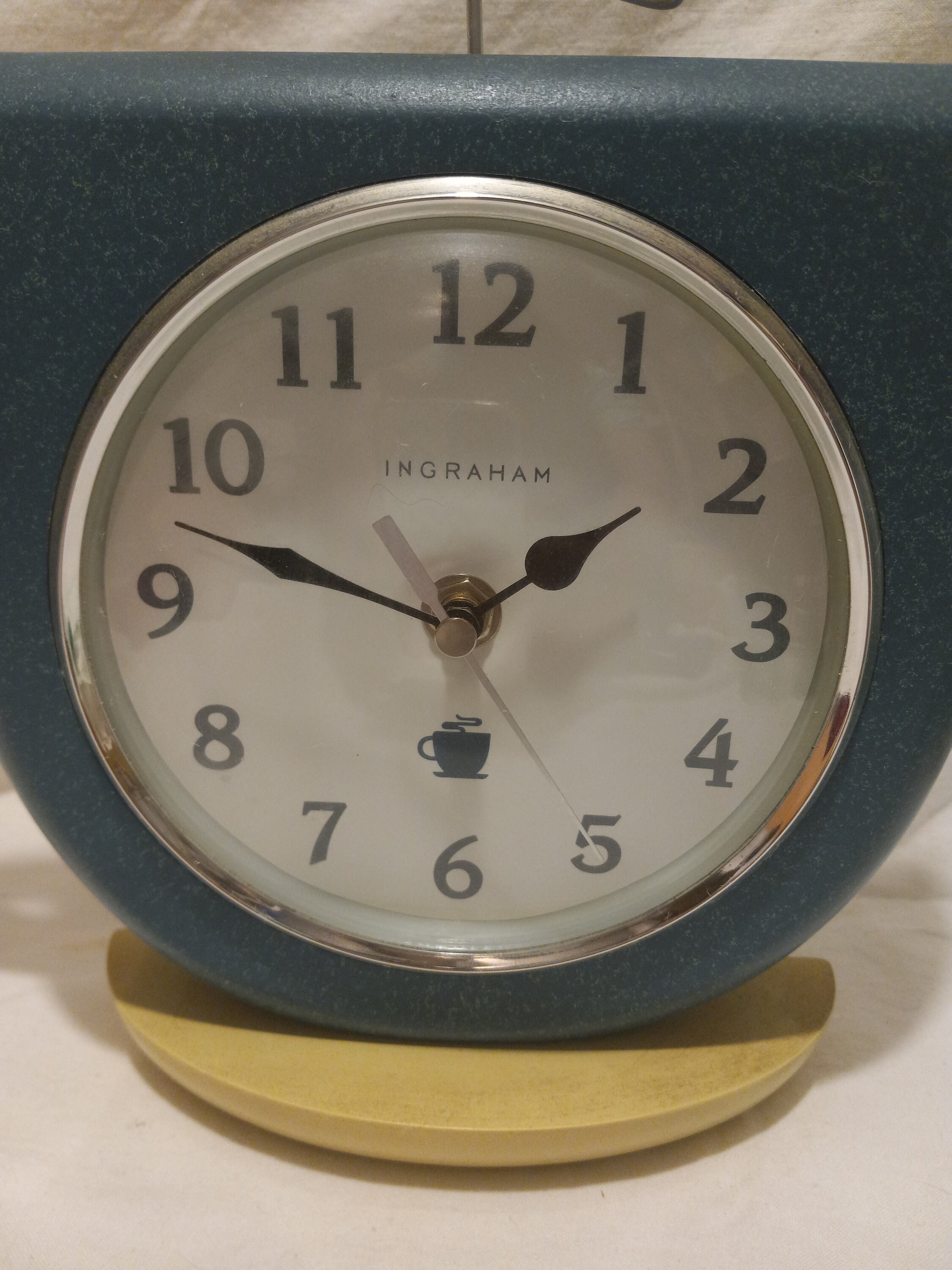 Vintage Ingraham Clock Blue and Cream Coffee Cup and Saucer Clock With ...
