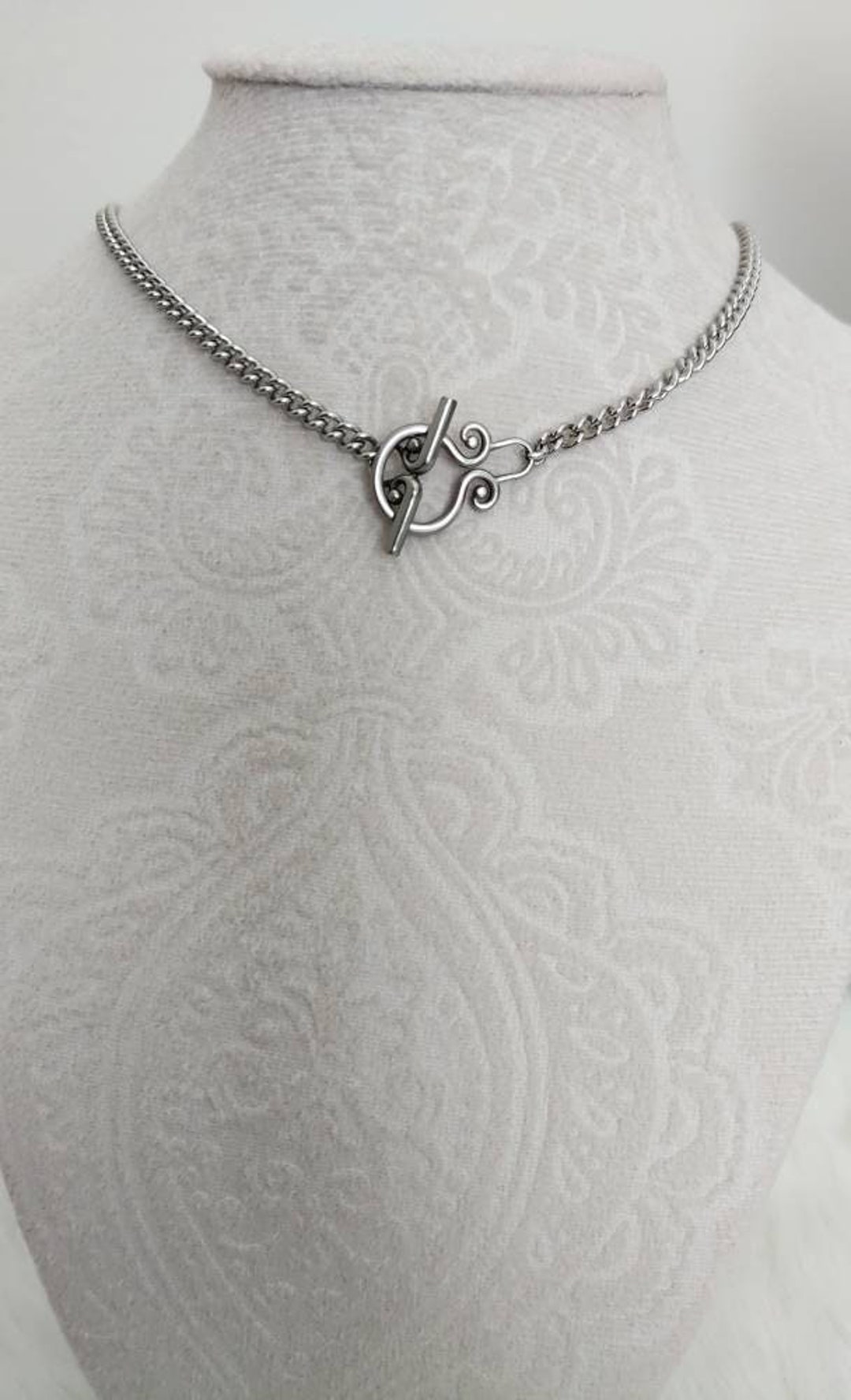 Lightweight Toggle Necklace, Filigree Toggle Necklace, Stainless Steel ...
