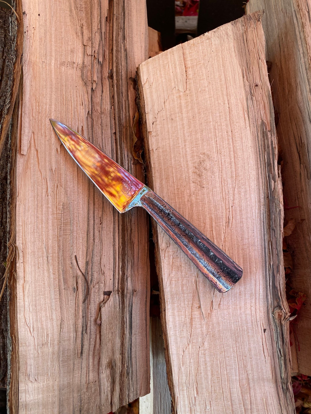 Solid Steel Paring Knife With Forged Finish Fullered Handle - Etsy