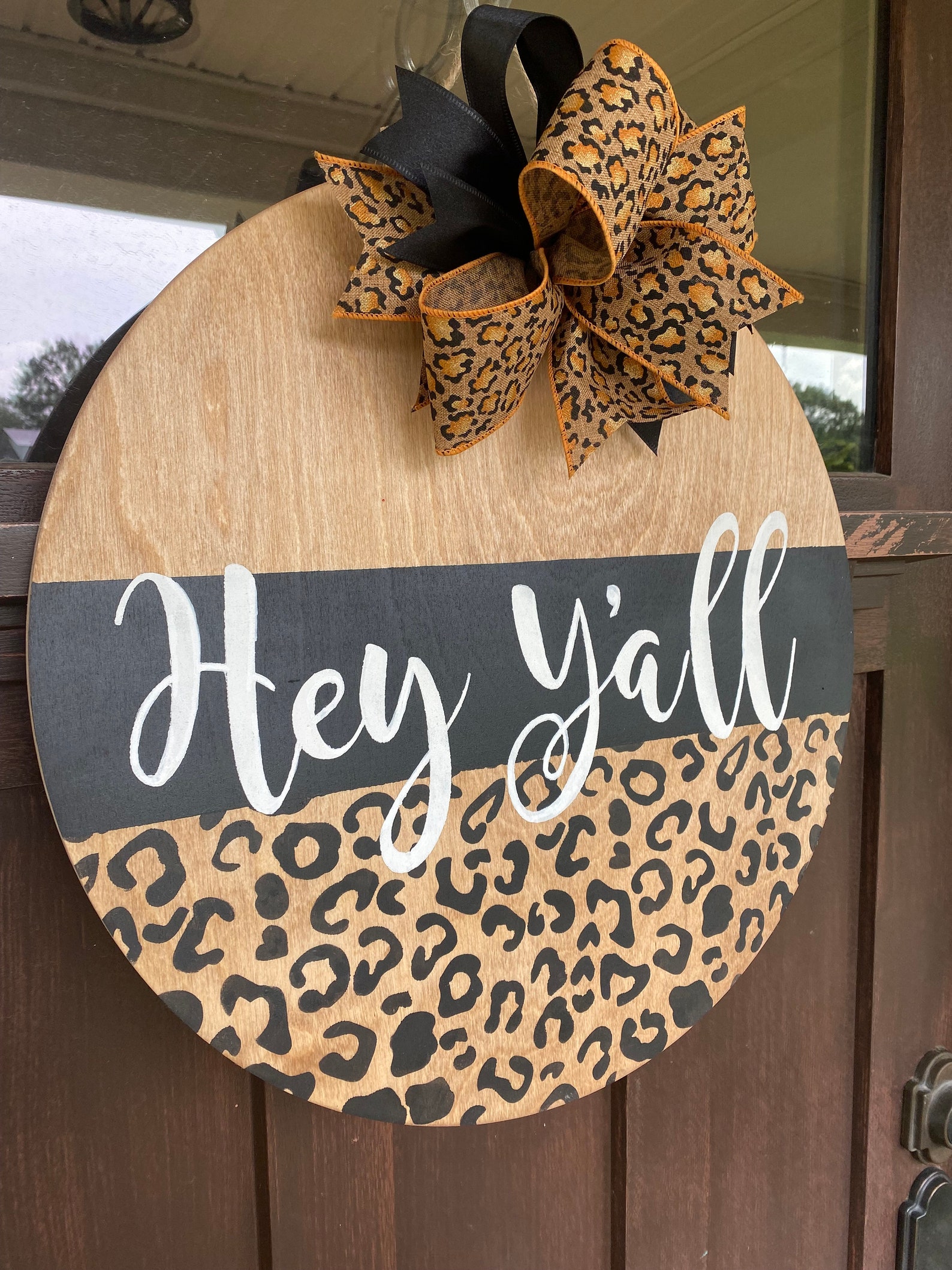Personalized Leopard Sign Everyday Round Teacher Door Decor Hey Y'all ...