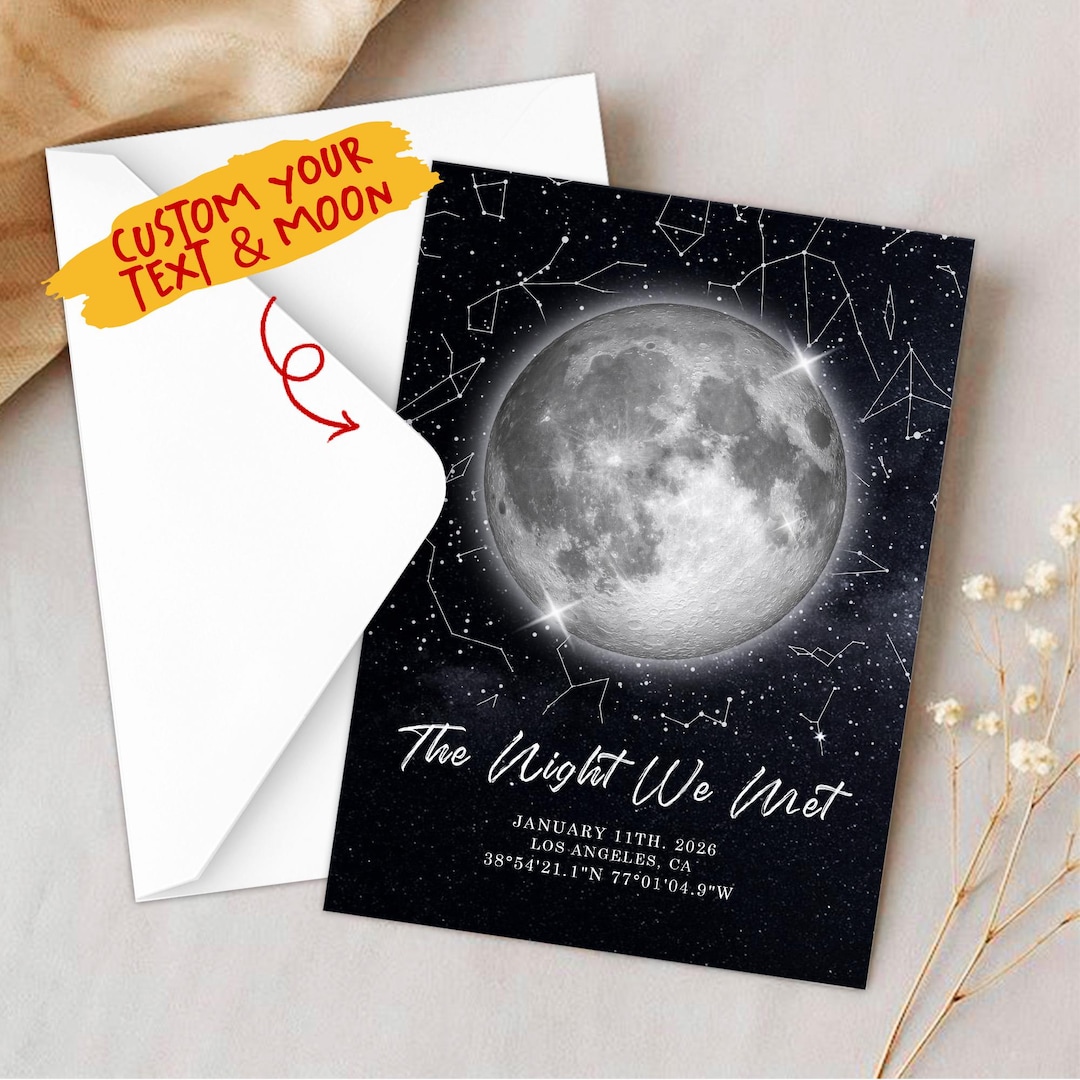 Custom Moon Phase Valentines Cards Gift for Him, the Night We Met Card ...