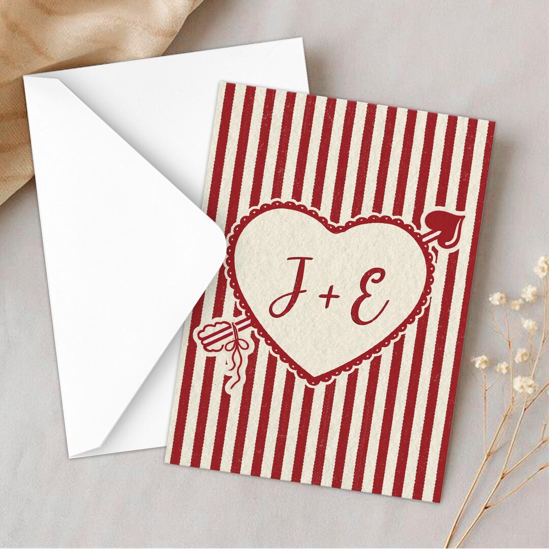 Personalized Valentine's Card Gifts for Him, Custom Initials Name Cards ...