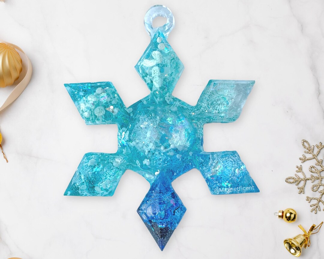Ocean Blue Resin Snowflake Ornament: Nautical Christmas Decor - Etsy