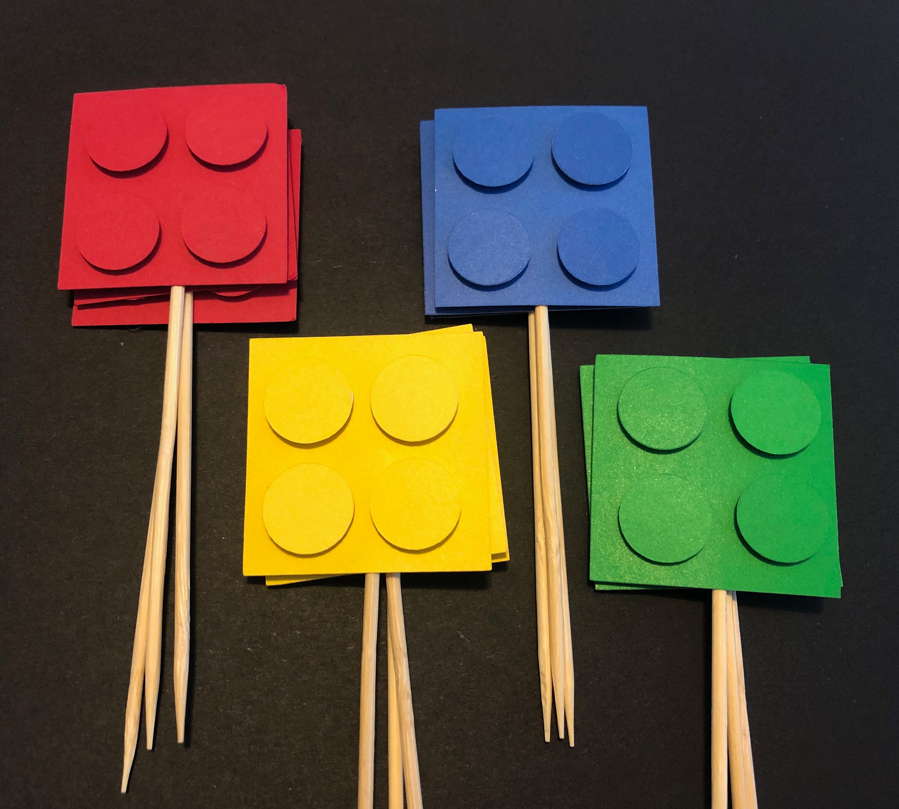 Building Block Themed Cupcake Toppers - Etsy