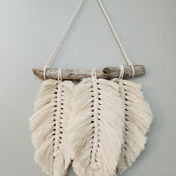 Wood Macrame Feather Wall Hanging - Etsy