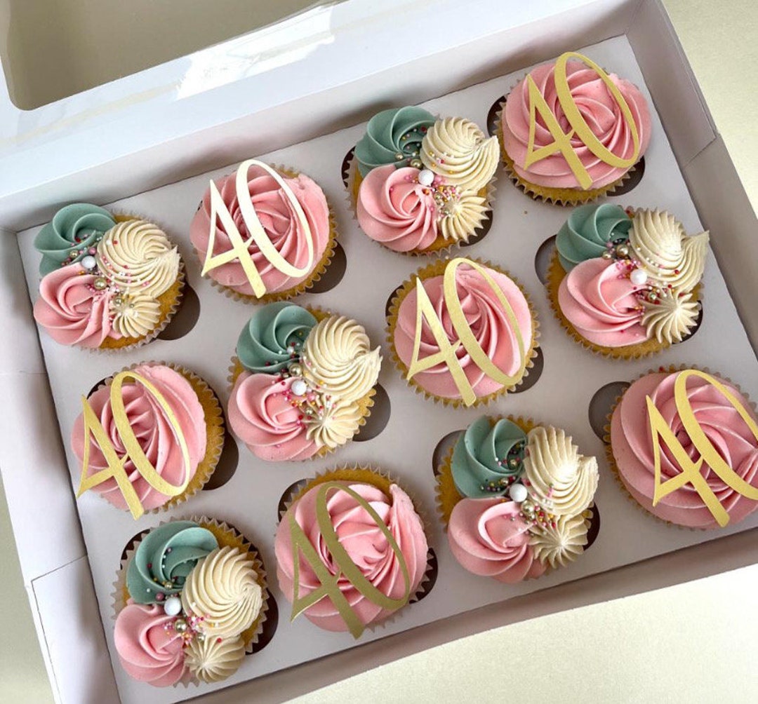 Number Cupcake Toppers | 3, 6 or 12 Cupcake Toppers | Glitter or Shiny ...