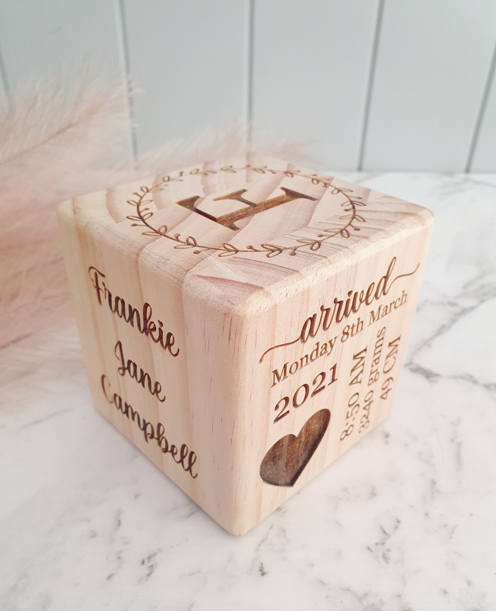 Engraved Wooden Baby Birth Block Keepsake Personalised Nursery - Etsy