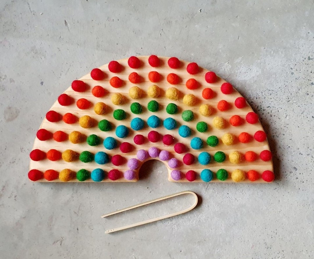 Rainbow Dimple Board Montessori Learning Felt Home School Wooden ...