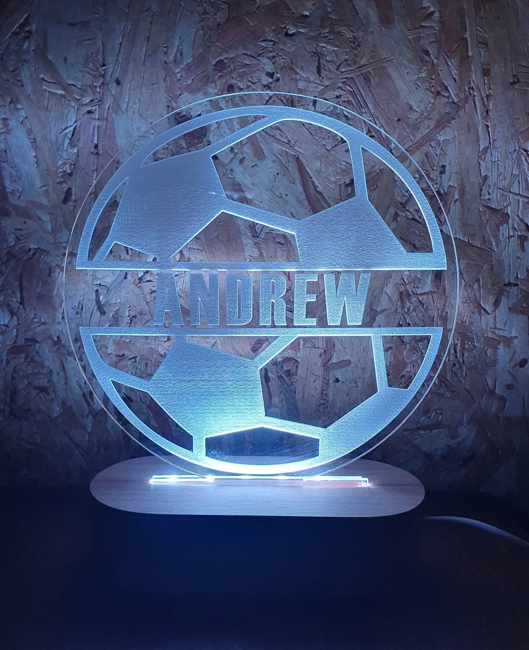 Personalised Soccer Football Ball Night Light LED Base Multicolour RGB ...