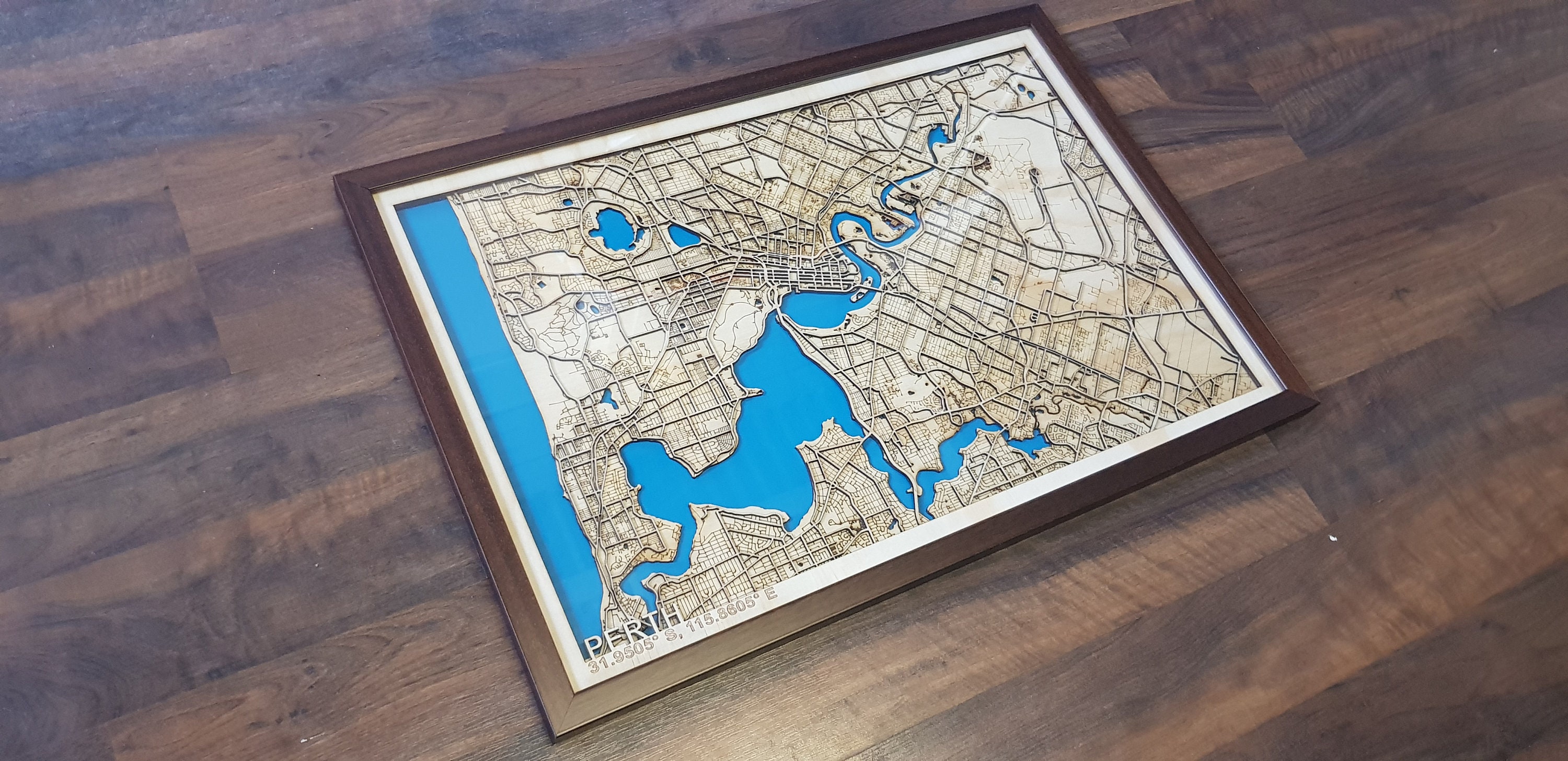 Perth WA Australia Layered City Map 3D Wooden Map Lasered - Etsy