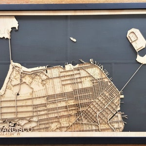 San Francisco USA Layered City Map 3D Wooden Map Lasered Cut Ply Full ...