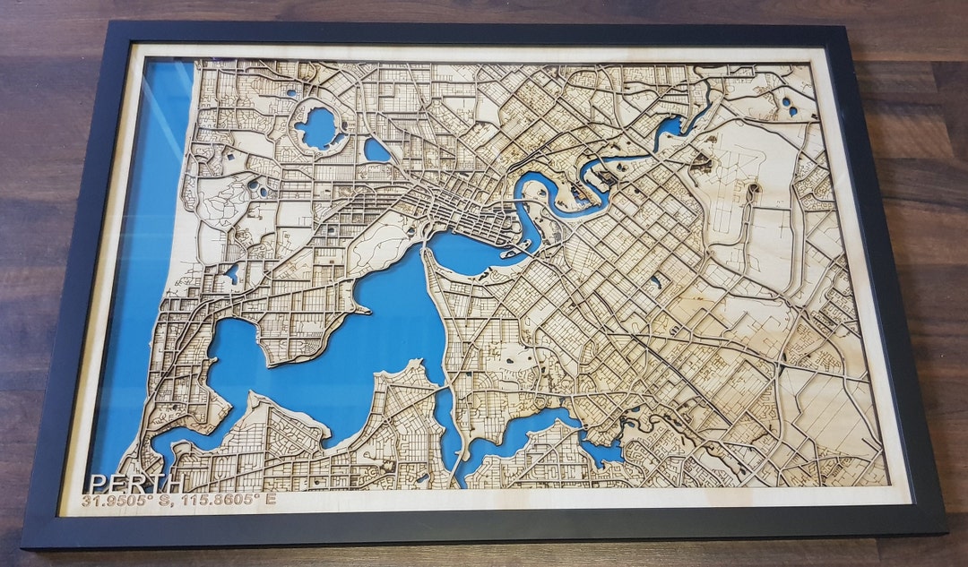 Perth WA Australia Layered City Map 3D Wooden Map Lasered Cut Ply Full ...