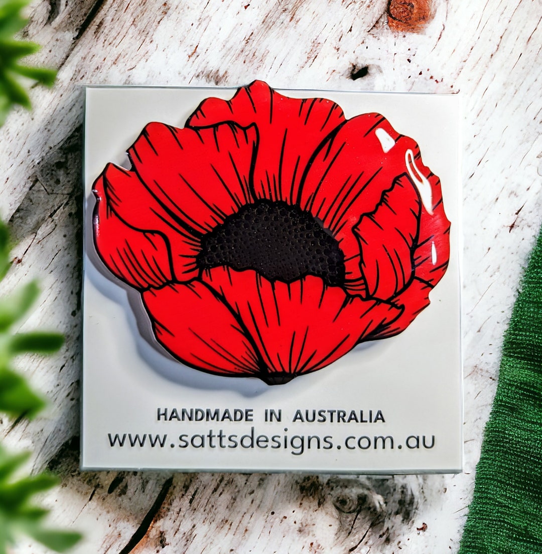 Red Poppy Brooch Badge Remembrance Day Anzac Day Veterans Animal ...