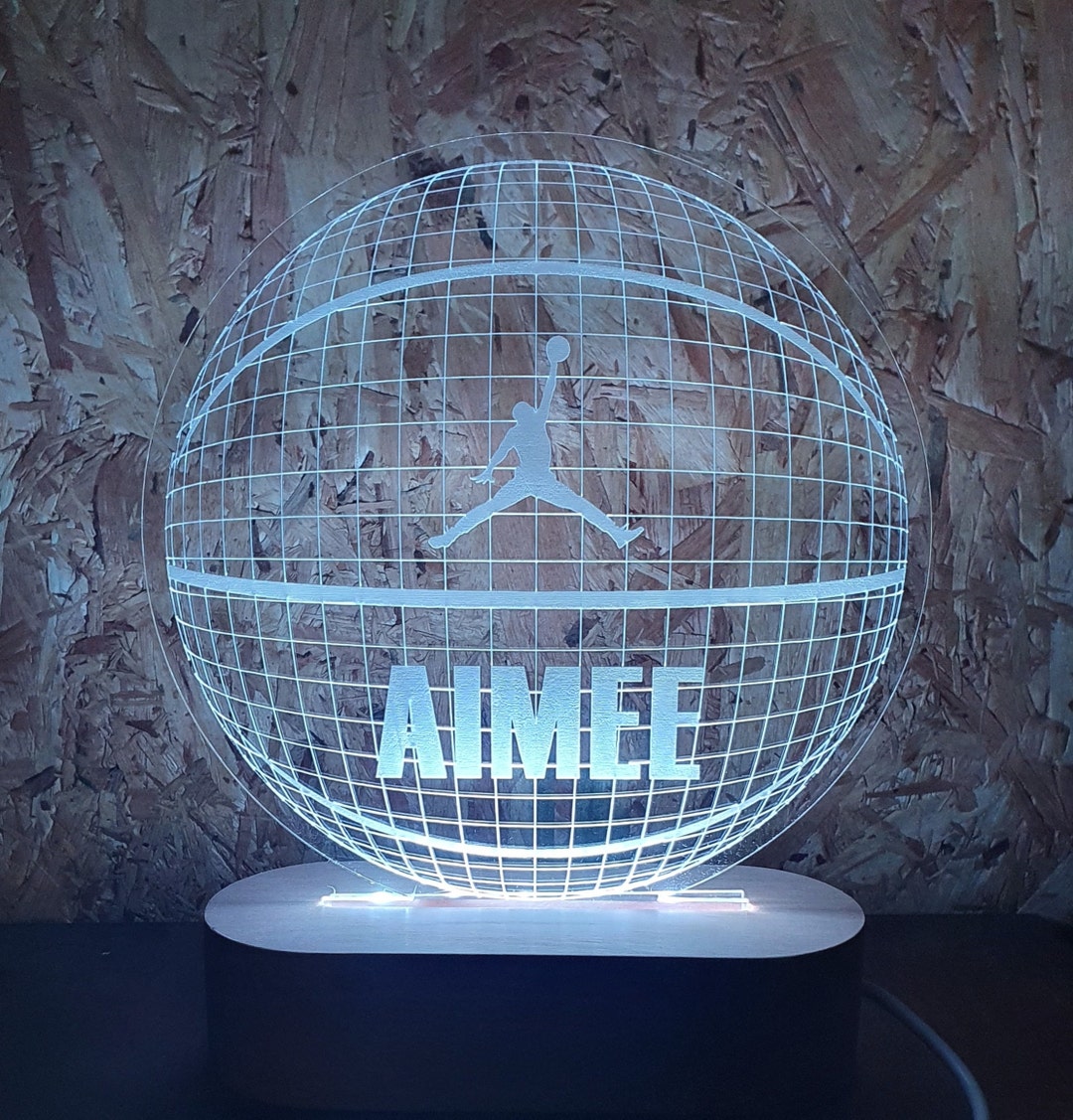 Personalised 3D Basketball Night Light LED Base Multicolour RGB White ...