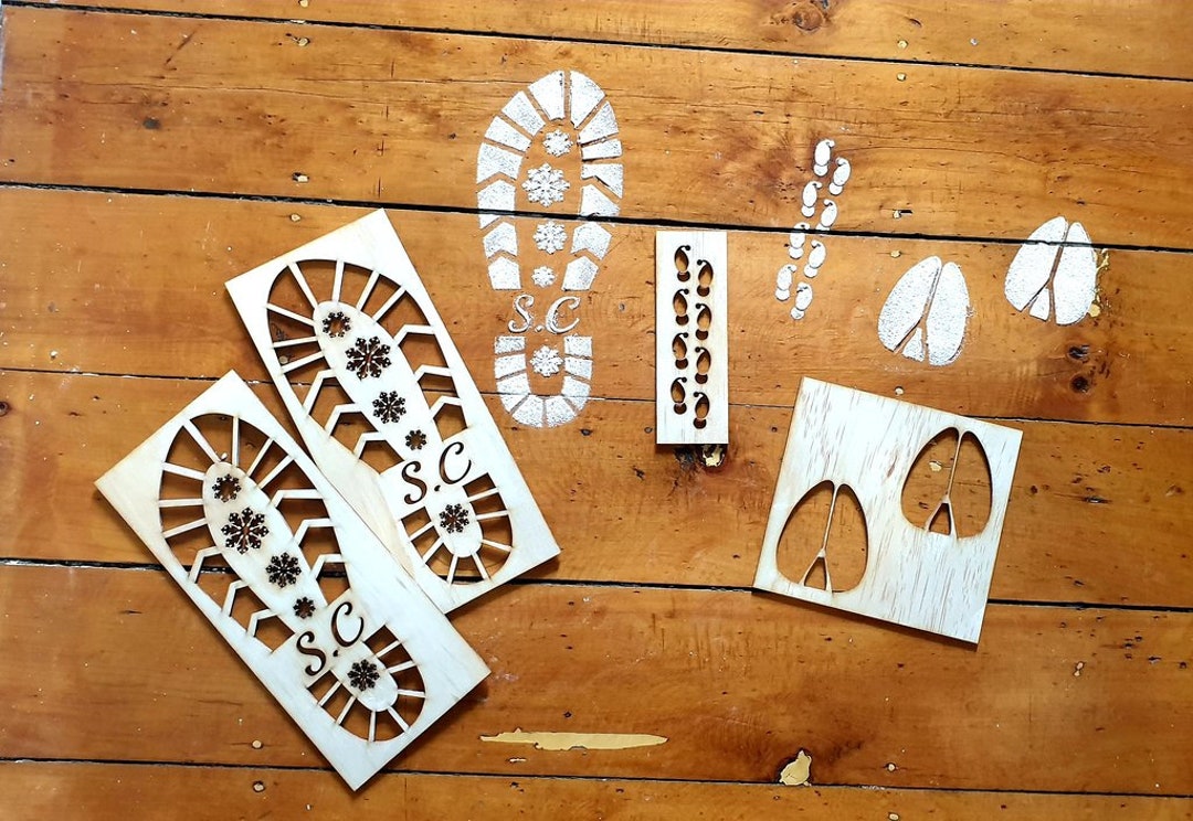 Santa Elf Rudolph Reindeer Footprint Hoof Hooves Stencil Bootprint Xmas ...