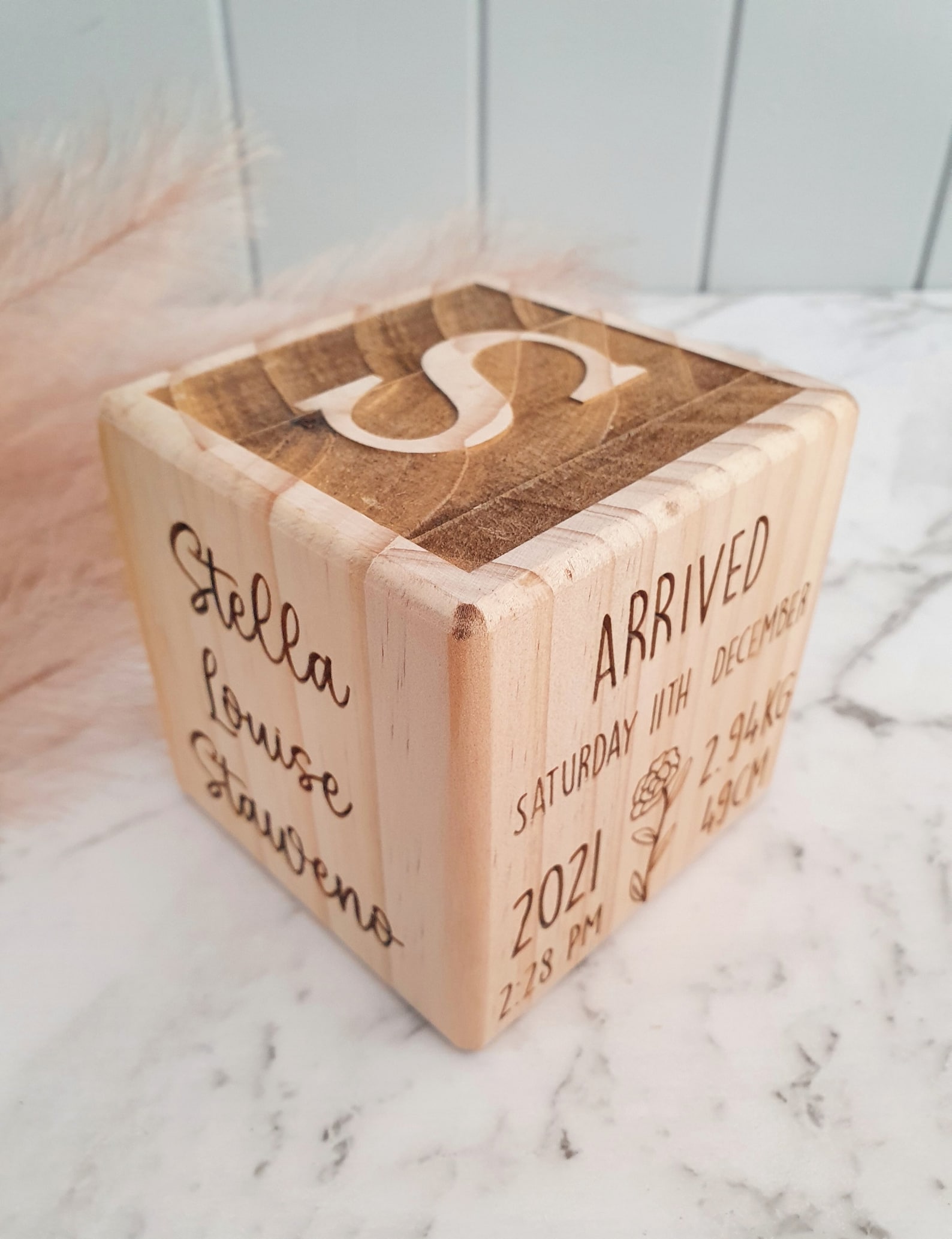 Engraved Wooden Baby Birth Block Keepsake Personalised Nursery - Etsy