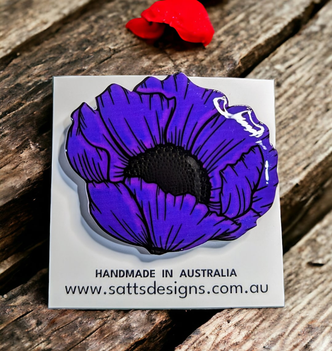 Purple Poppy Brooch Badge Remembrance Day Anzac Day Veterans Animal ...