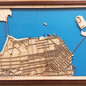 San Francisco USA Layered City Map 3D Wooden Map Lasered Cut Ply Full ...