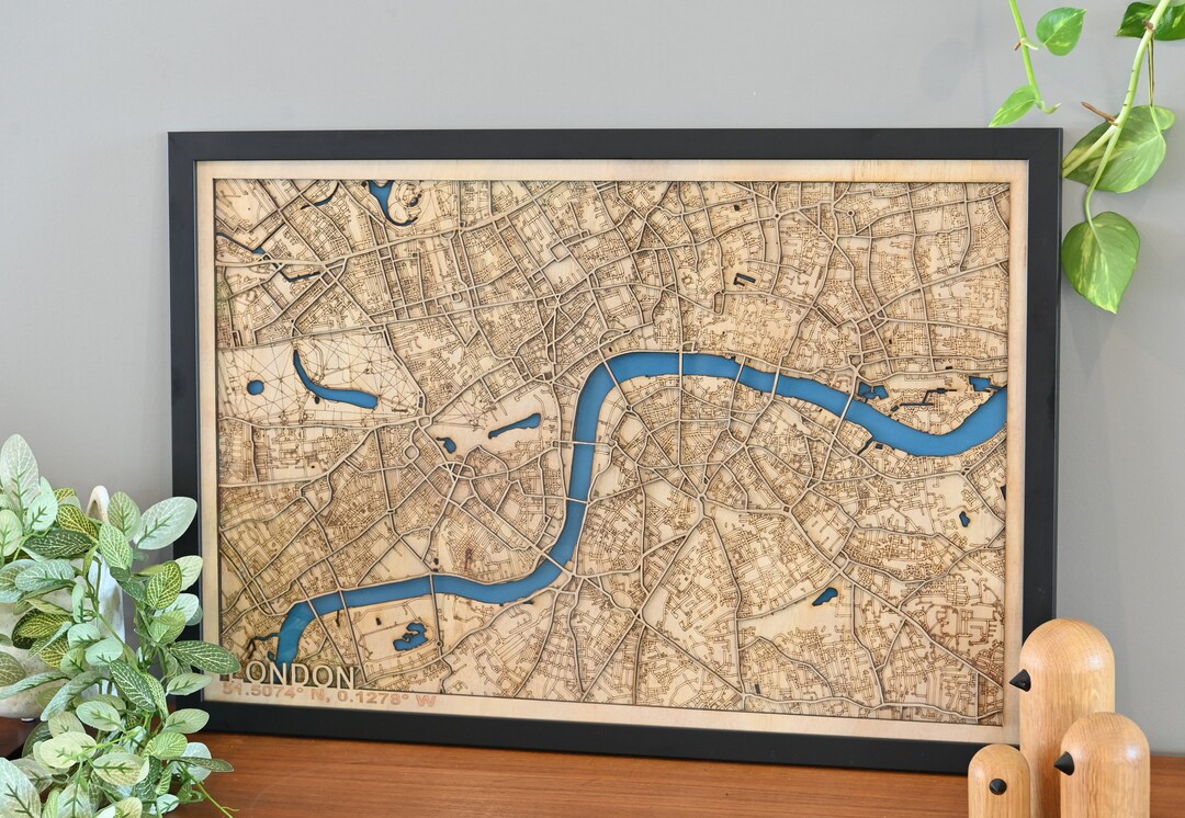 London England UK City Layered City Map Lasered Cut Ply Full Detail ...