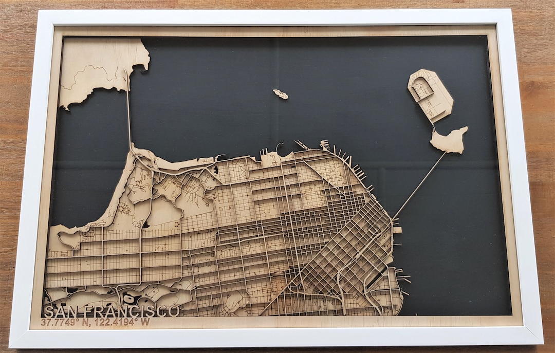 San Francisco USA Layered City Map 3D Wooden Map Lasered Cut Ply Full ...