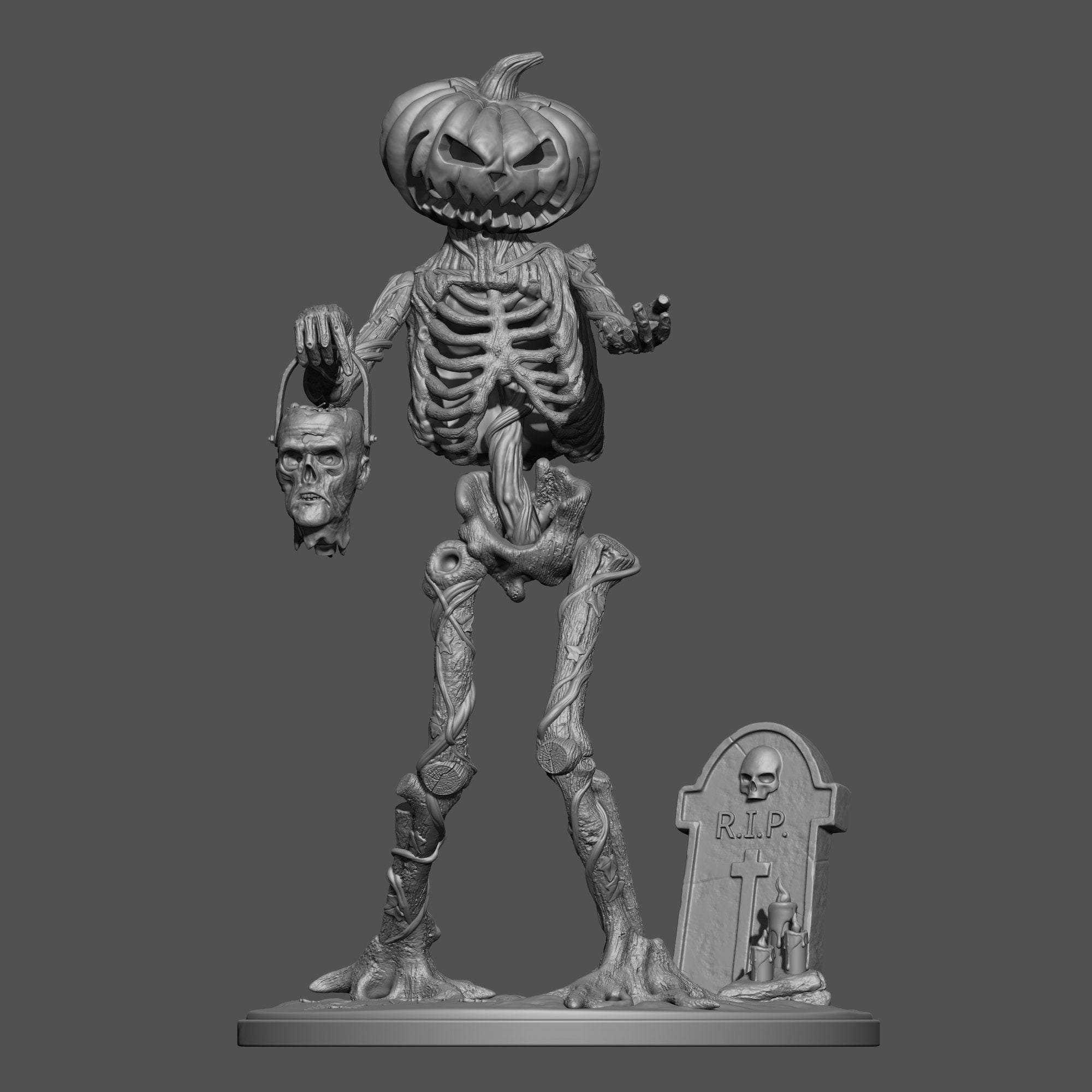 Halloween Pumpkin Monster STL File: 3D Print Jack O Lantern (digital ...