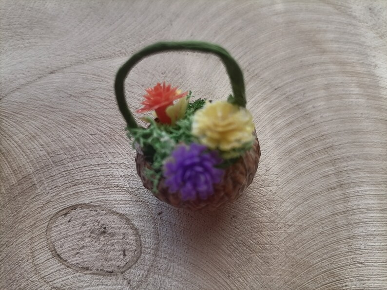 Fairy Garden Basket, Miniature Baskets, Fairy Acorn Basket, Walnut ...