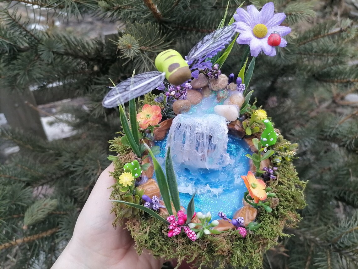 Fairy Garden Pond Waterfall Fairy Pond Miniature Pond - Etsy